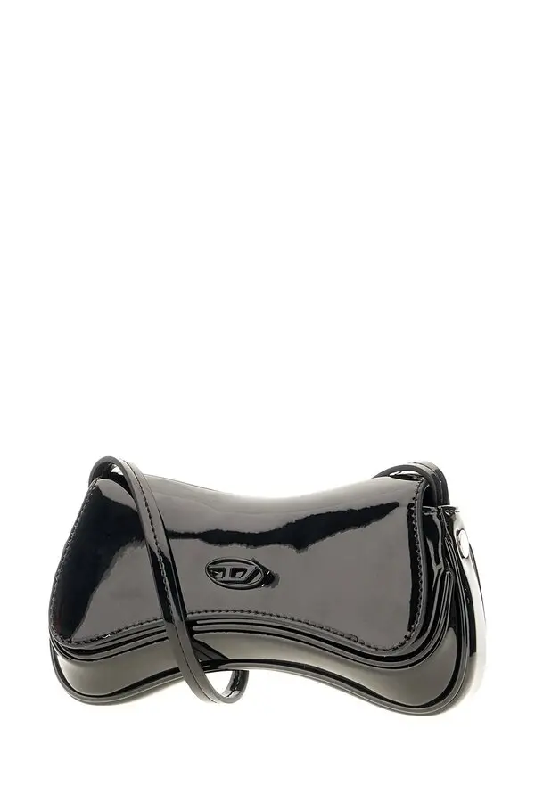 DIESEL® Black Glossy Crossbody Bag With Logo Detail - Multicolor