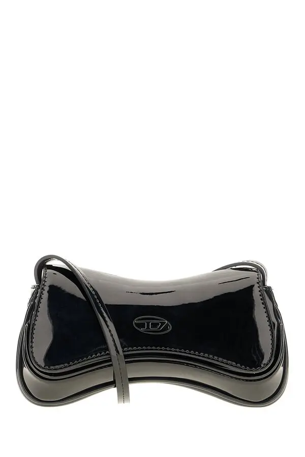 DIESEL® Black Glossy Crossbody Bag With Logo Detail - Multicolor