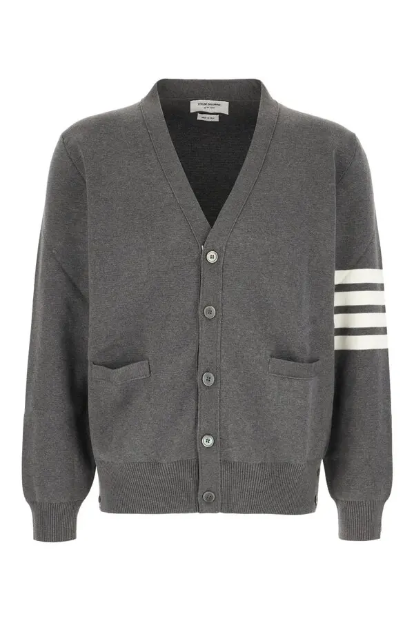 Thom Browne V-neck Cardigan With Four-bar Detail - Multicolor