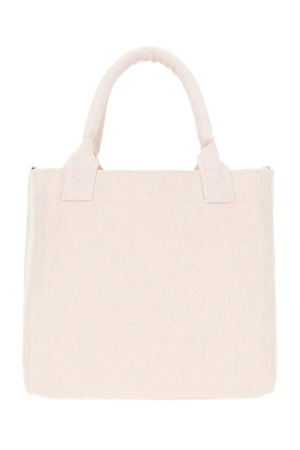 GANNI Canvas Top Handle Bag With Raspberry Print