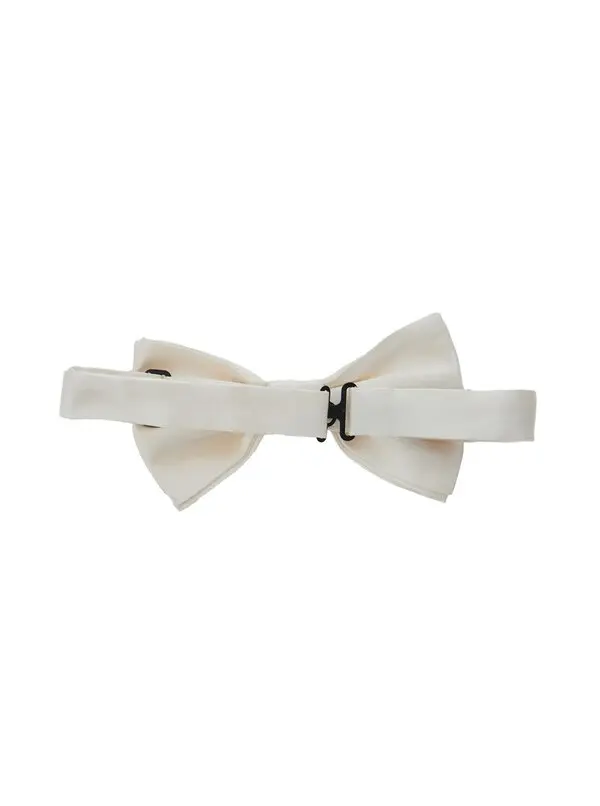 Dolce & Gabbana White Bowtie With Rear Hook Closure In Silk