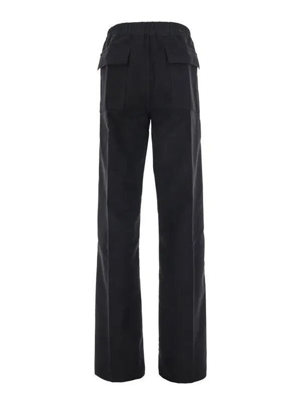 Rick Owens Cotton Pants With Elasticated Waistband And Oversized Drawstring - Black