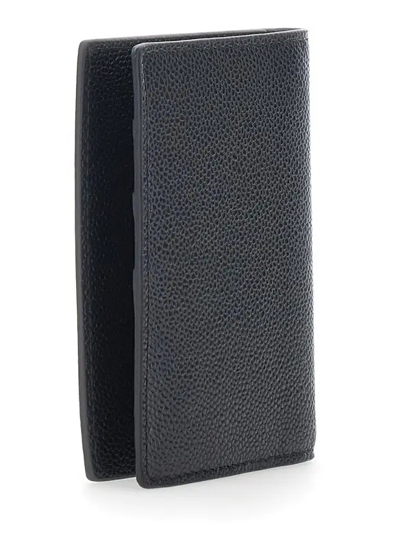 TOD'S Black Cardholder With Metallic Logo Lettering In Grained Leather