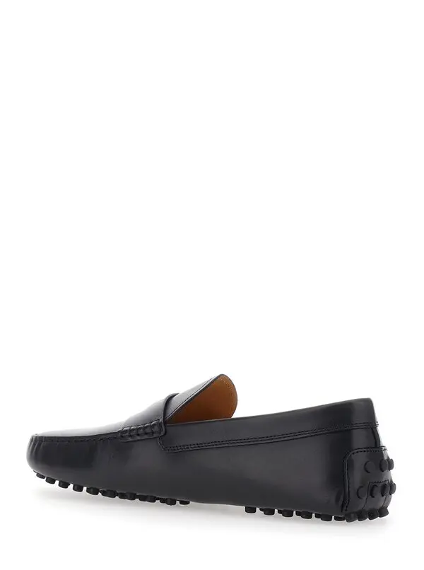 TOD'S Black Loafers With Rounded Toe And Low Heel In Leather For