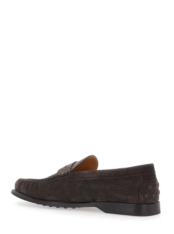 TOD'S Suede Loafers With Embossed Logo Monogram - Multicolor