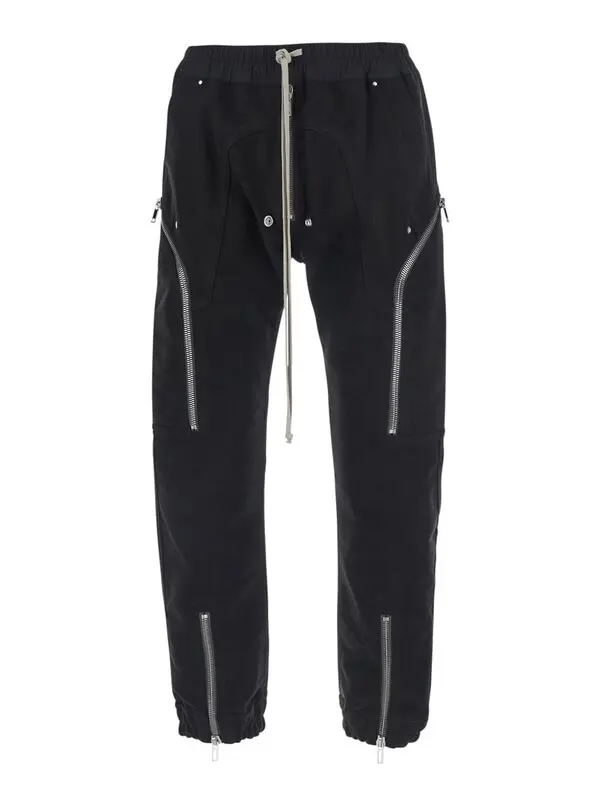Rick Owens Heizer' Pants With Side Zip Cargo Pockets In Cotton For - Black