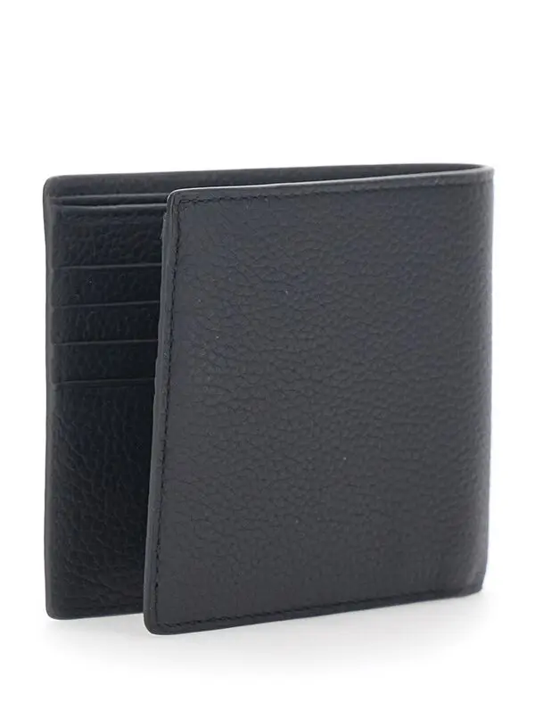 TOD'S Black Bifold Wallet With Metal T Logo Plate On The Front In Leather For - Multicolor
