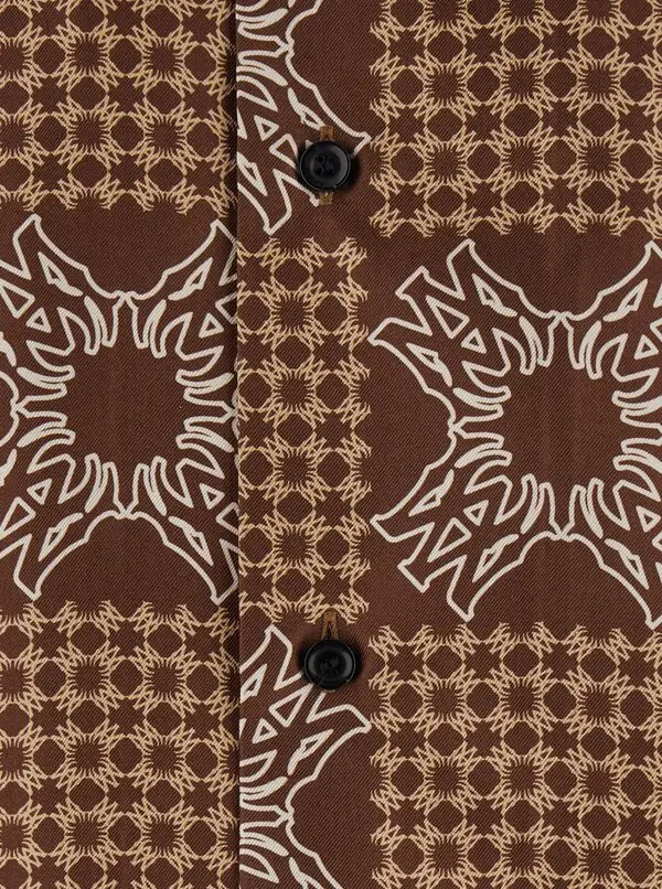 Amiri Bowling Shirt With Cuban Collar And All-over Geometric Print In Silk For