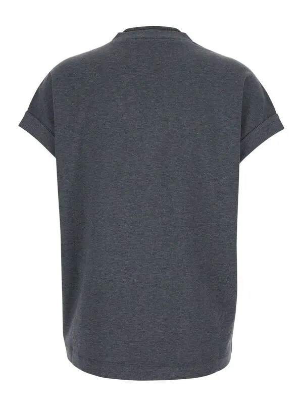 Brunello Cucinelli Monile Detail Cotton T-shirt - Gray