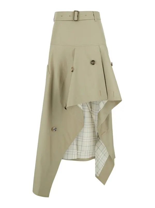 Burberry Cotton Skirt With Asymmetrical Design - Multicolor