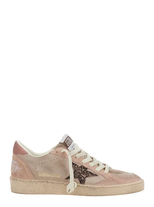 GOLDEN GOOSE Ballstar Shoes With Suede Upper And Glitter Star Detail - Pink