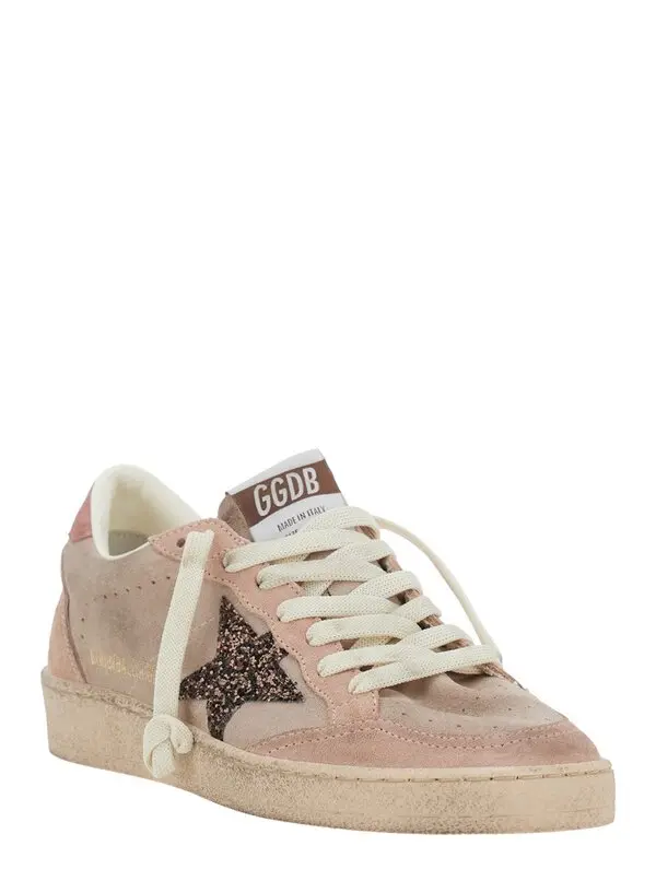 GOLDEN GOOSE Ballstar Shoes With Suede Upper And Glitter Star Detail - Pink
