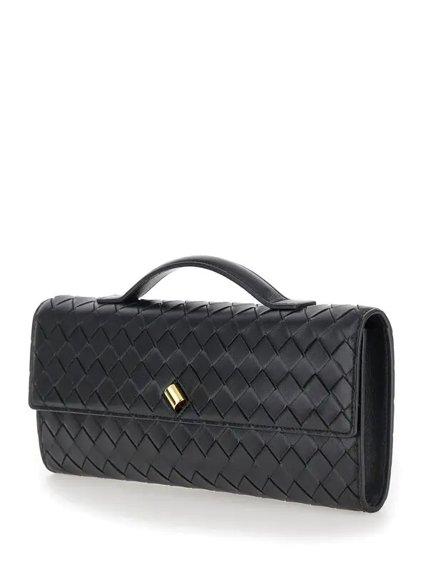 Bottega Veneta Andiamo Clutch With Handle - Black