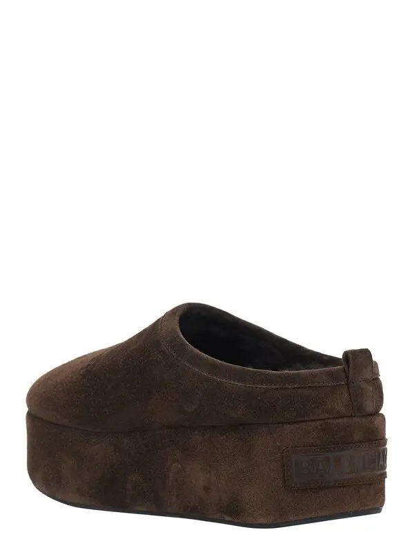 Balenciaga Alaska Platform Slide Suede Fake Shearling