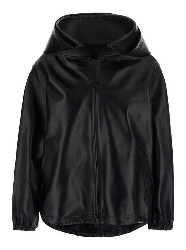 Balenciaga Smooth Leather Relaxed Hoodie