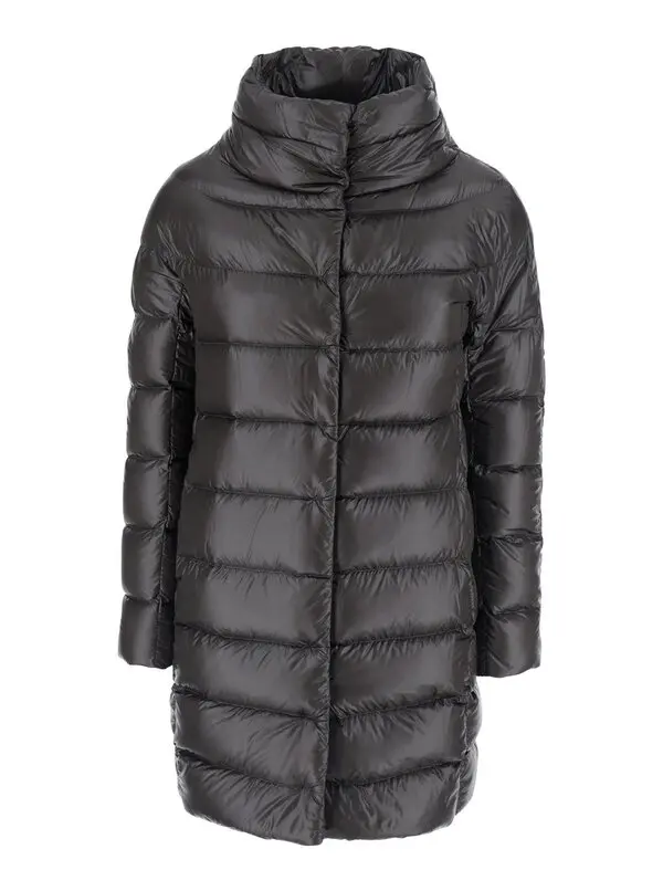 Herno Down Jacket With High Collar And Long Sleeves In Tech Fabric - Gray