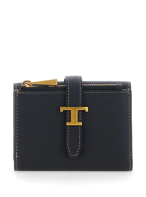 TOD'S Wallet With T Plate On The Front In Leather For - Black