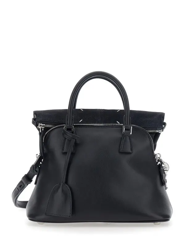 MAISON MARGIELA Leather Handbag With Adjustable Shoulder Strap - Black