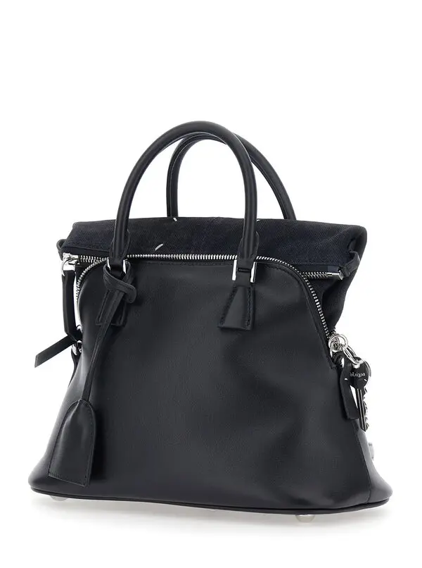 MAISON MARGIELA Leather Handbag With Adjustable Shoulder Strap - Black
