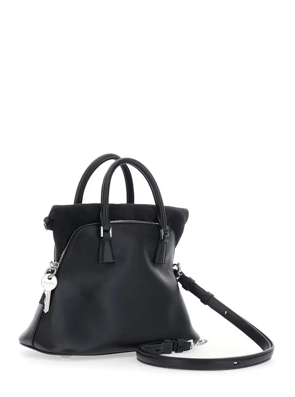 MAISON MARGIELA Leather Handbag With Adjustable Shoulder Strap - Black