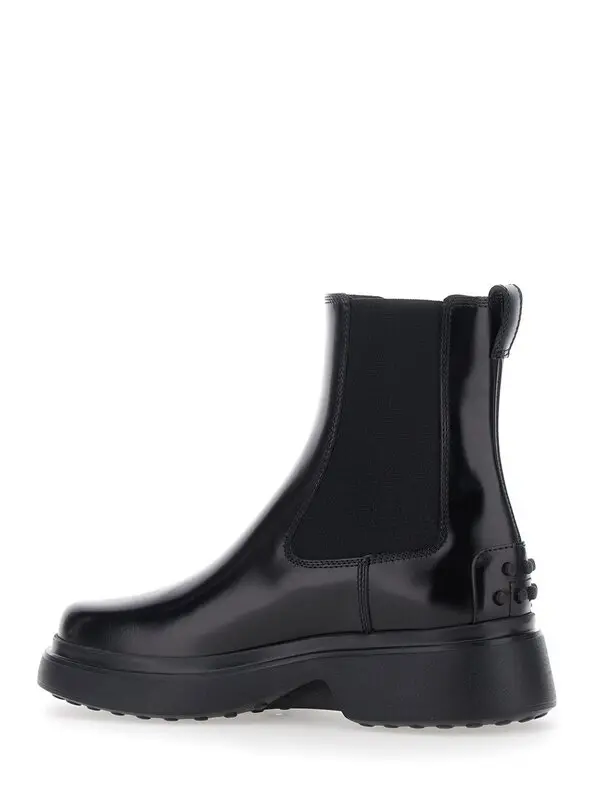 TOD'S Leather Blend Ankle Boots With Side Elastic Inserts