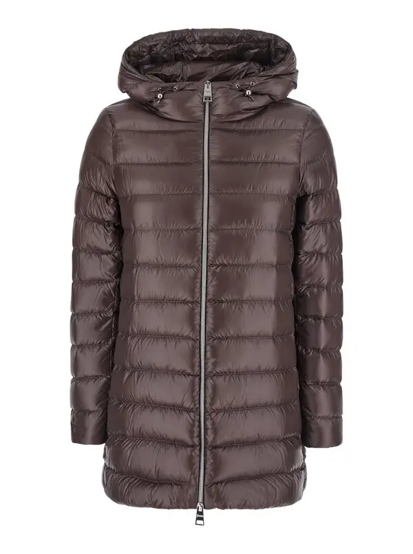 Herno Padded Down Jacket With Fixed Hood And Zip Pockets - Brown