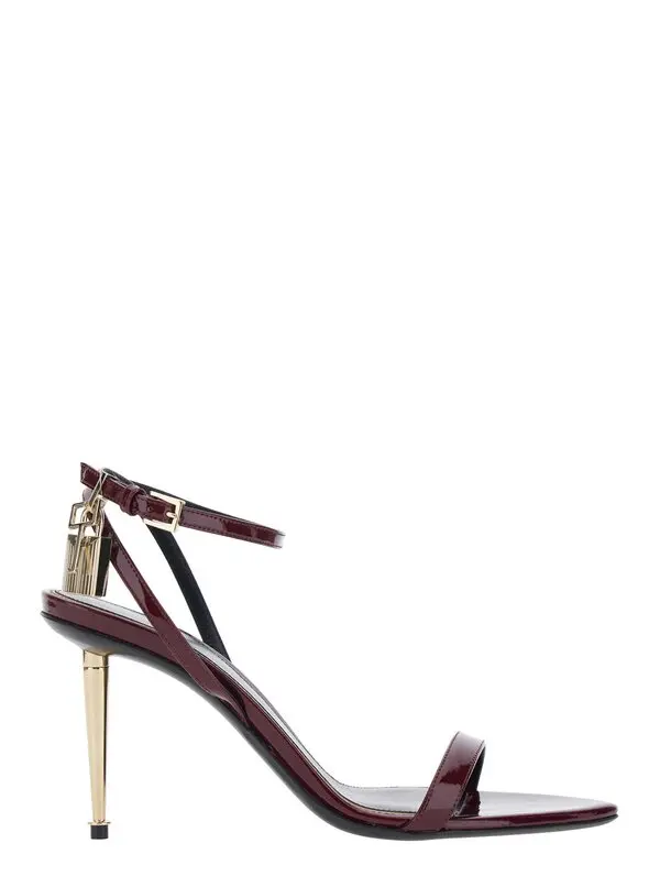 TOM FORD Bordeaux Leather Stiletto Sandals With Adjustable Ankle Strap - Multicolor