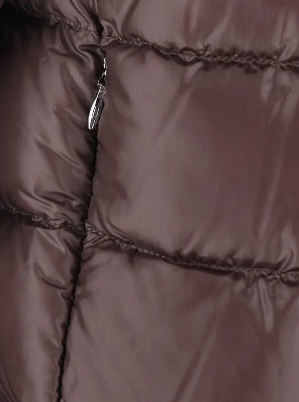 Herno Short Down Jacket With Hood And Metal Plate - Brown