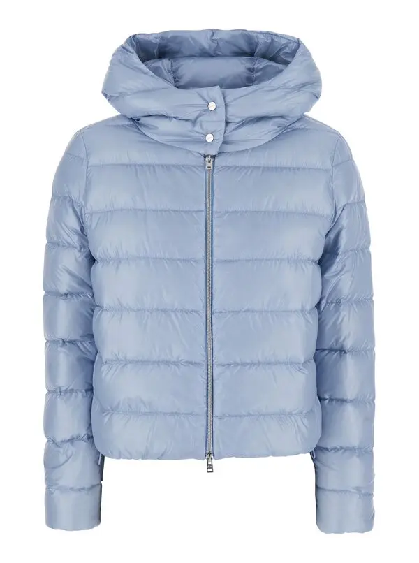 Herno Short Down Jacket With Hood And Metal Plate - Multicolor