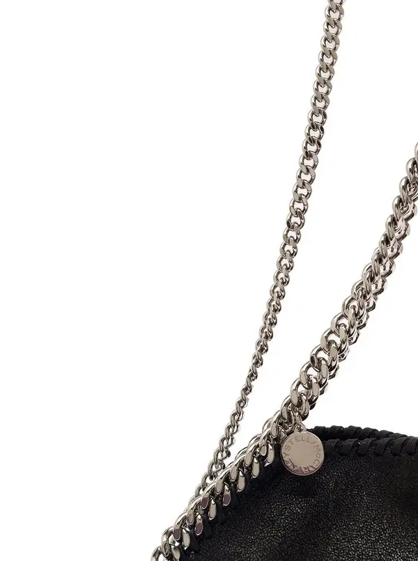 Stella McCartney Mini Tote Bag With Charm In Black Eculeather And Silver Hardware - Multicolor