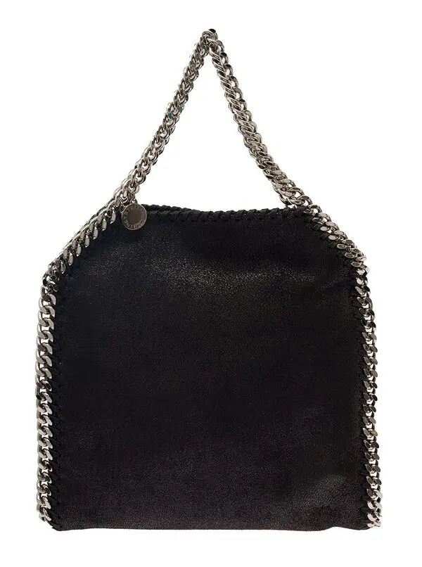 Stella McCartney Mini Tote Bag With Charm In Black Eculeather And Silver Hardware - Multicolor