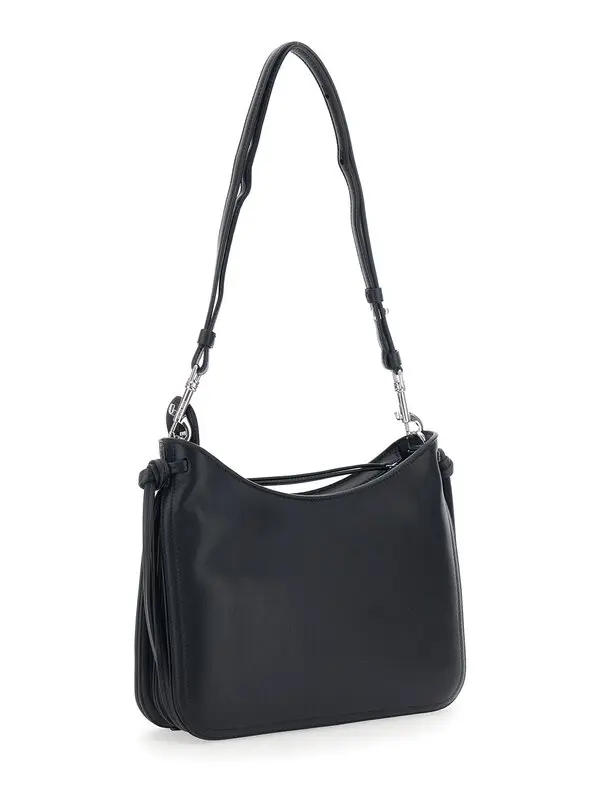 Phoebe Philo Black Leather Shoulder Bag With Logo Print And Removable Strap - Multicolor
