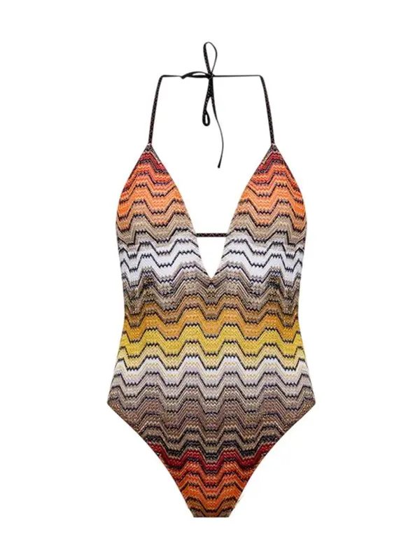 Missoni Halter Neck Zigzag Pattern Swimsuit - Multicolor