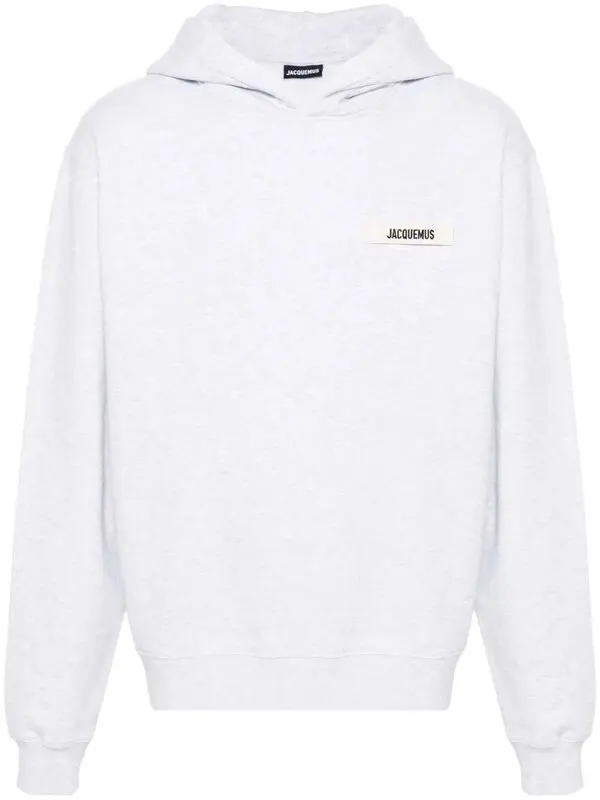 Jacquemus Grosgrain Logo-appliqué Hoodie - Gray