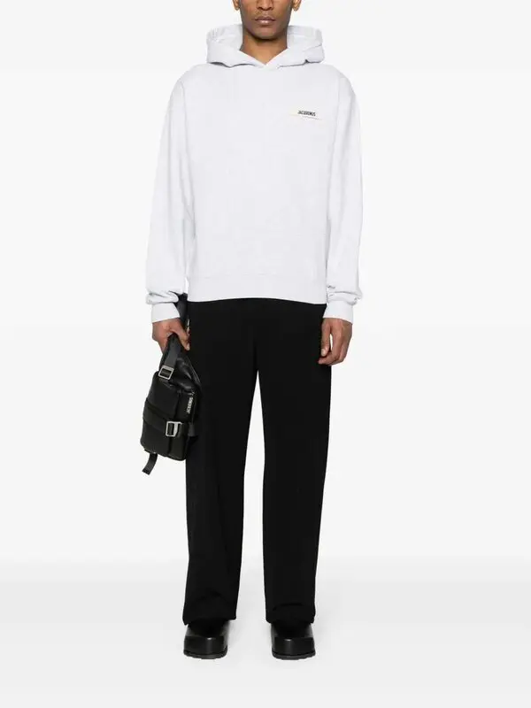 Jacquemus Grosgrain Logo-appliqué Hoodie - Gray