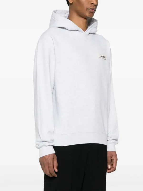 Jacquemus Grosgrain Logo-appliqué Hoodie - Gray