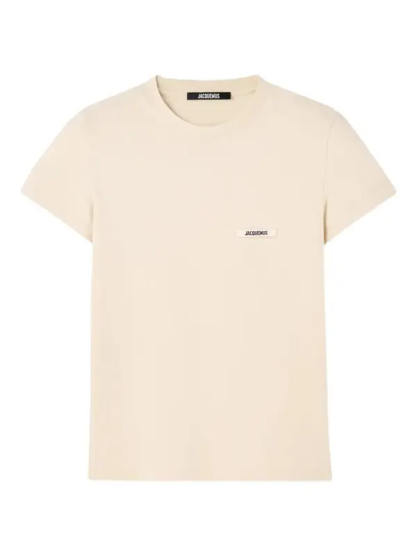 Jacquemus Cotton T-shirt With Logo Applique - Brown