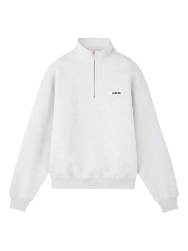 Jacquemus Half-zip Embroidered Logo Sweatshirt - Gray