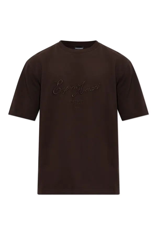 Emporio Armani T-shirt With Logo - Brown