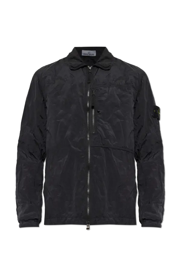Stone Island Jacket With Logo Patch - Black