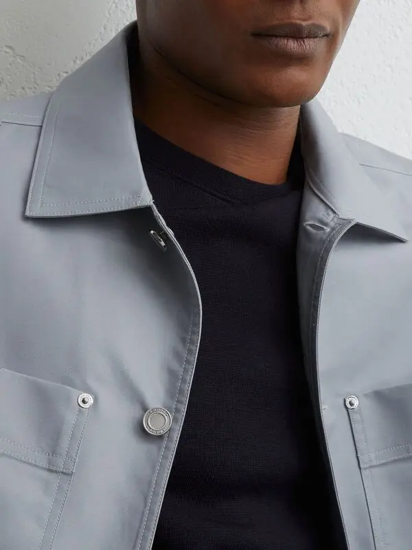 REISS Yorker Cotton-twill Four-pocket Overshirt - Soft Blue