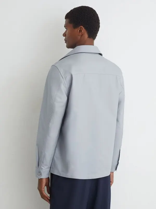 REISS Yorker Cotton-twill Four-pocket Overshirt - Soft Blue