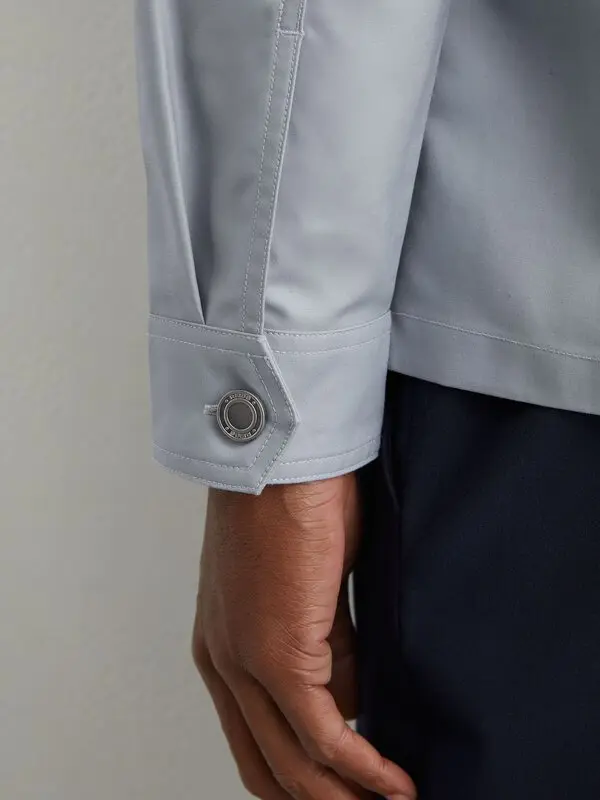 REISS Yorker Cotton-twill Four-pocket Overshirt - Soft Blue
