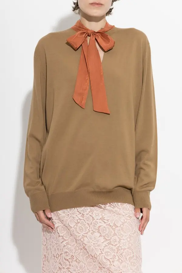 Valentino Garavani Wool Sweater With Contrasting Scarf Detail