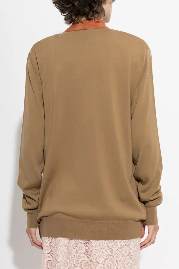Valentino Garavani Wool Sweater With Contrasting Scarf Detail