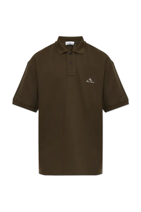Stone Island Polo With Logo - Brown