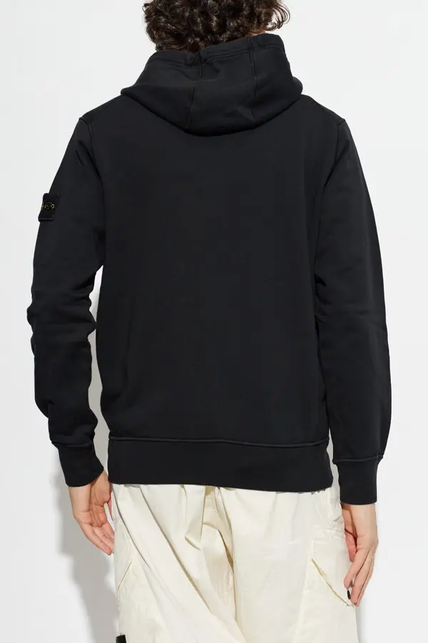 Stone Island Full Zip Hoodie With Logo Patch