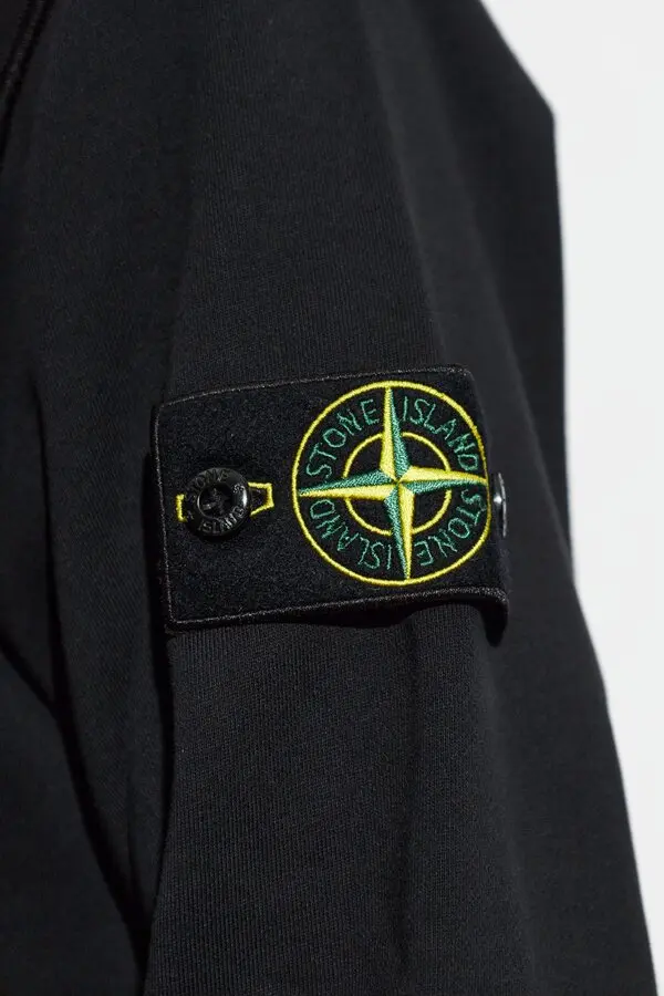 Stone Island Full Zip Hoodie With Logo Patch