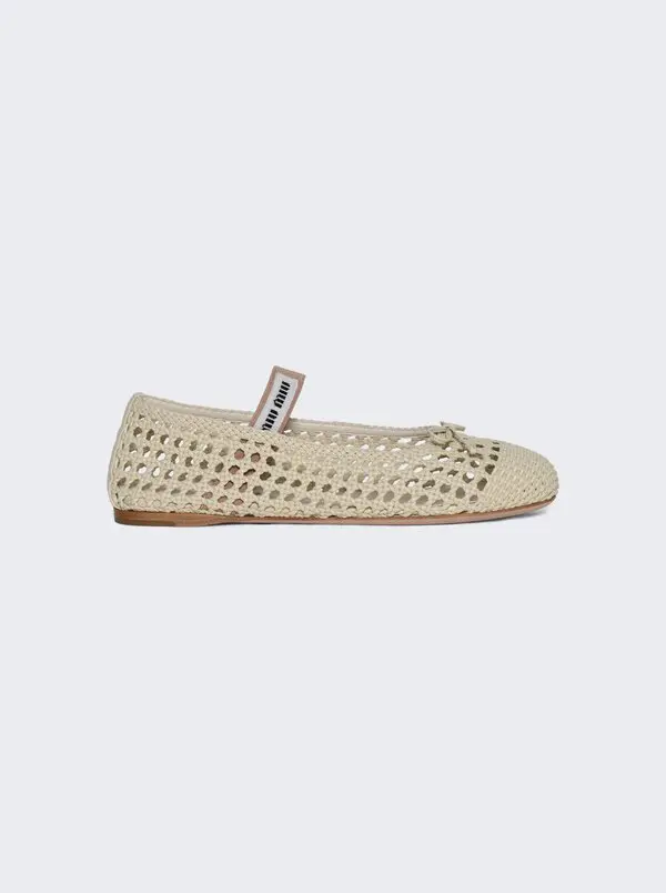 Miu Miu Woven Nappa Ballerinas - White