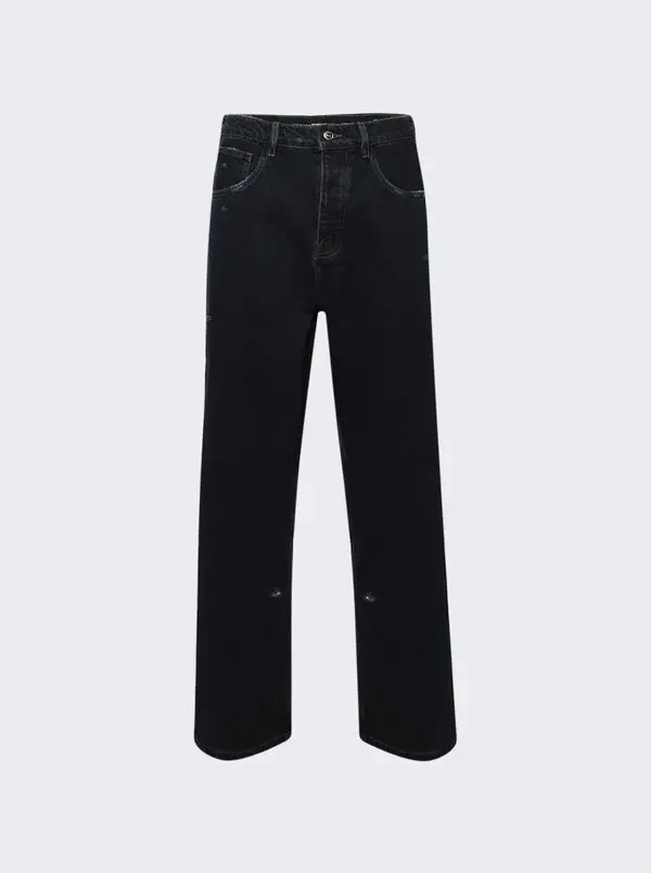 NAHMIAS Destroyed Denim Track Pant Dark Wash Indigo - Blue